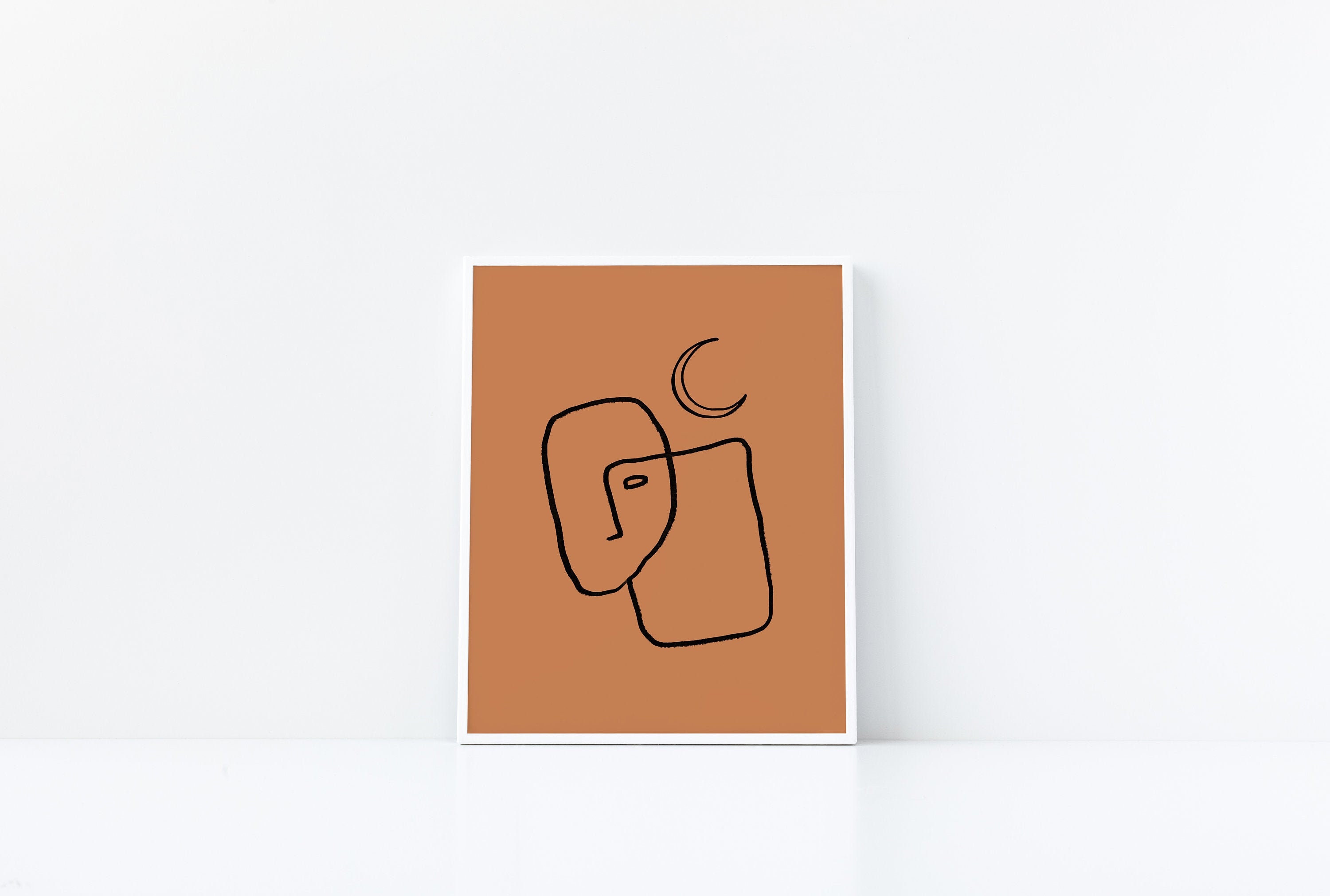 MOON FACE Poster Print Abstrakte Kunst Schlafzimmer Dekor - Etsy.de