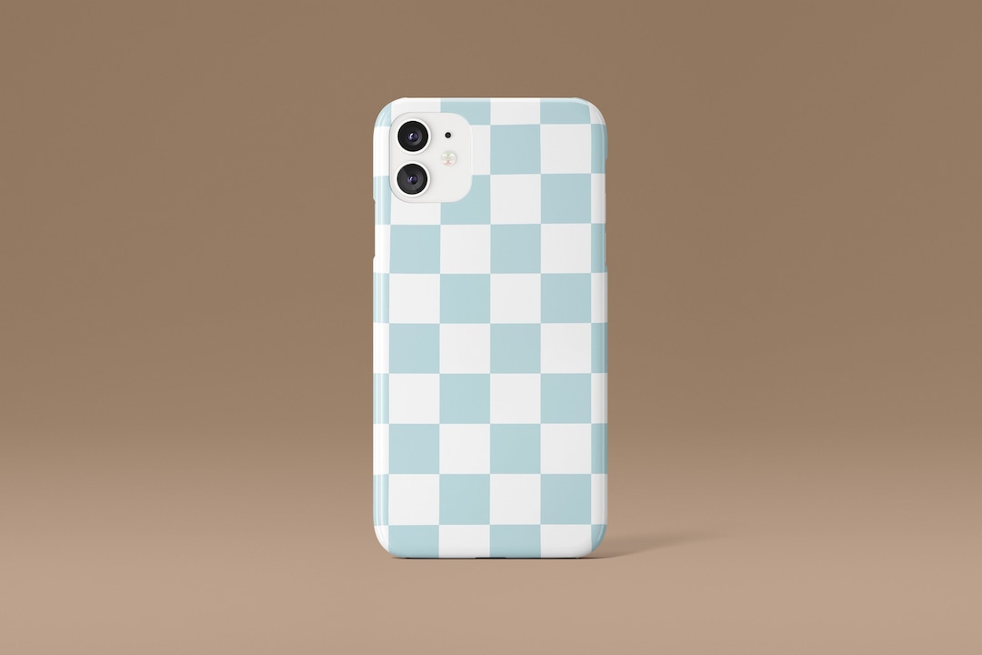 Light Blue and White Checkered Phone Case | Snap on Phone Case | Danish ...