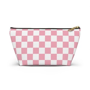 Pink and White Checker Bag | Cosmetic & Travel Bag | Checkered Makeup ...