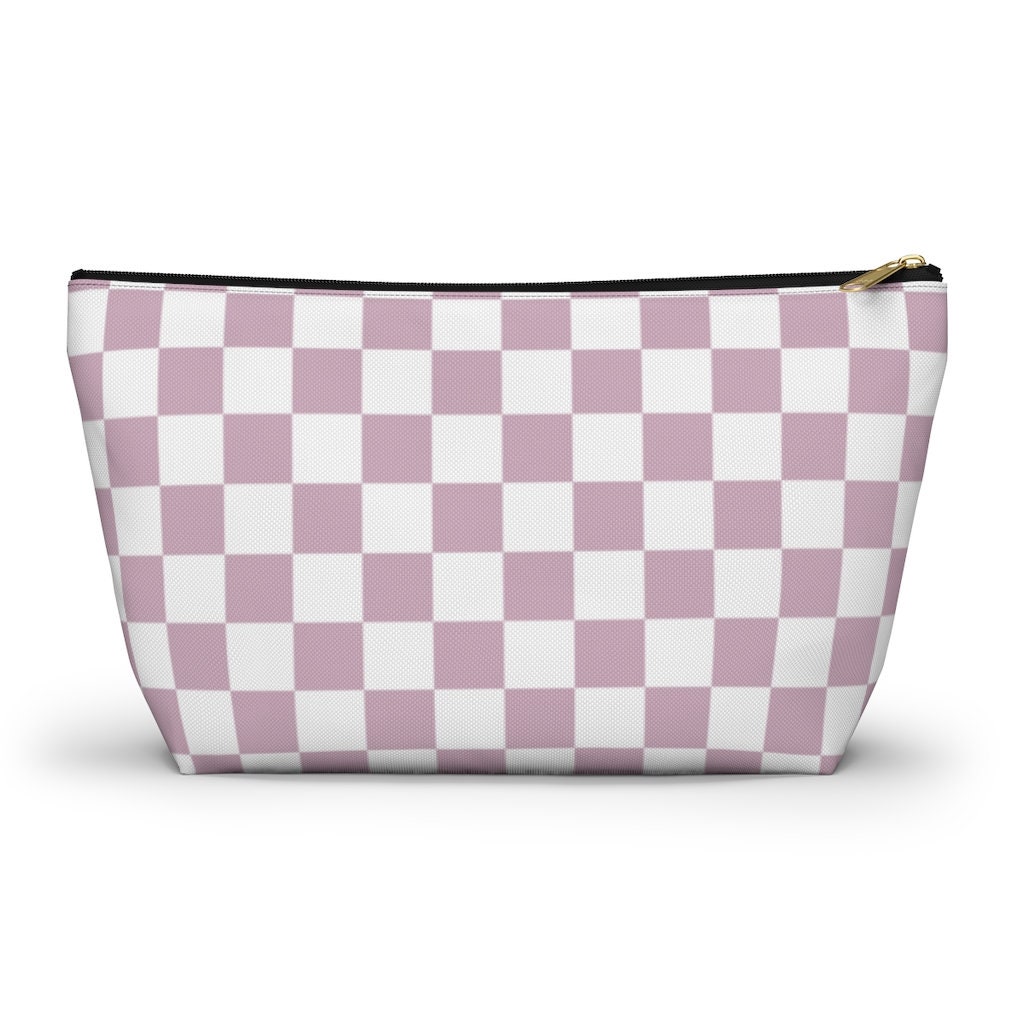 Purple and White Checker Bag Cosmetic & Travel Bag | Etsy