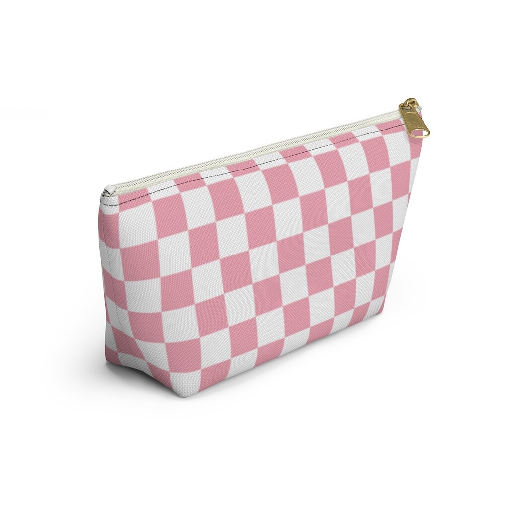Pink and White Checker Bag | Cosmetic & Travel Bag | Checkered Makeup ...
