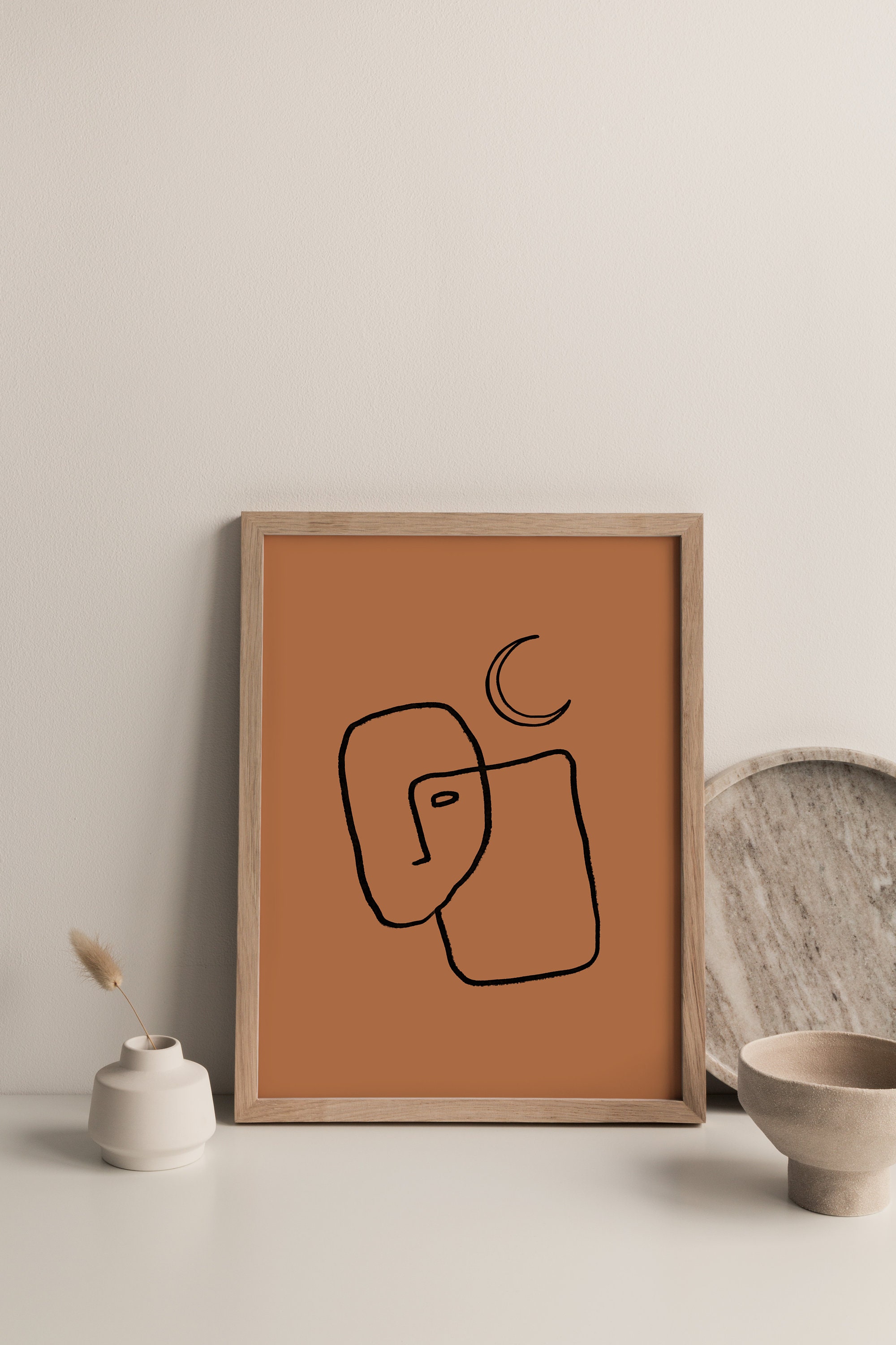 MOON FACE Poster Print Abstrakte Kunst Schlafzimmer Dekor - Etsy.de