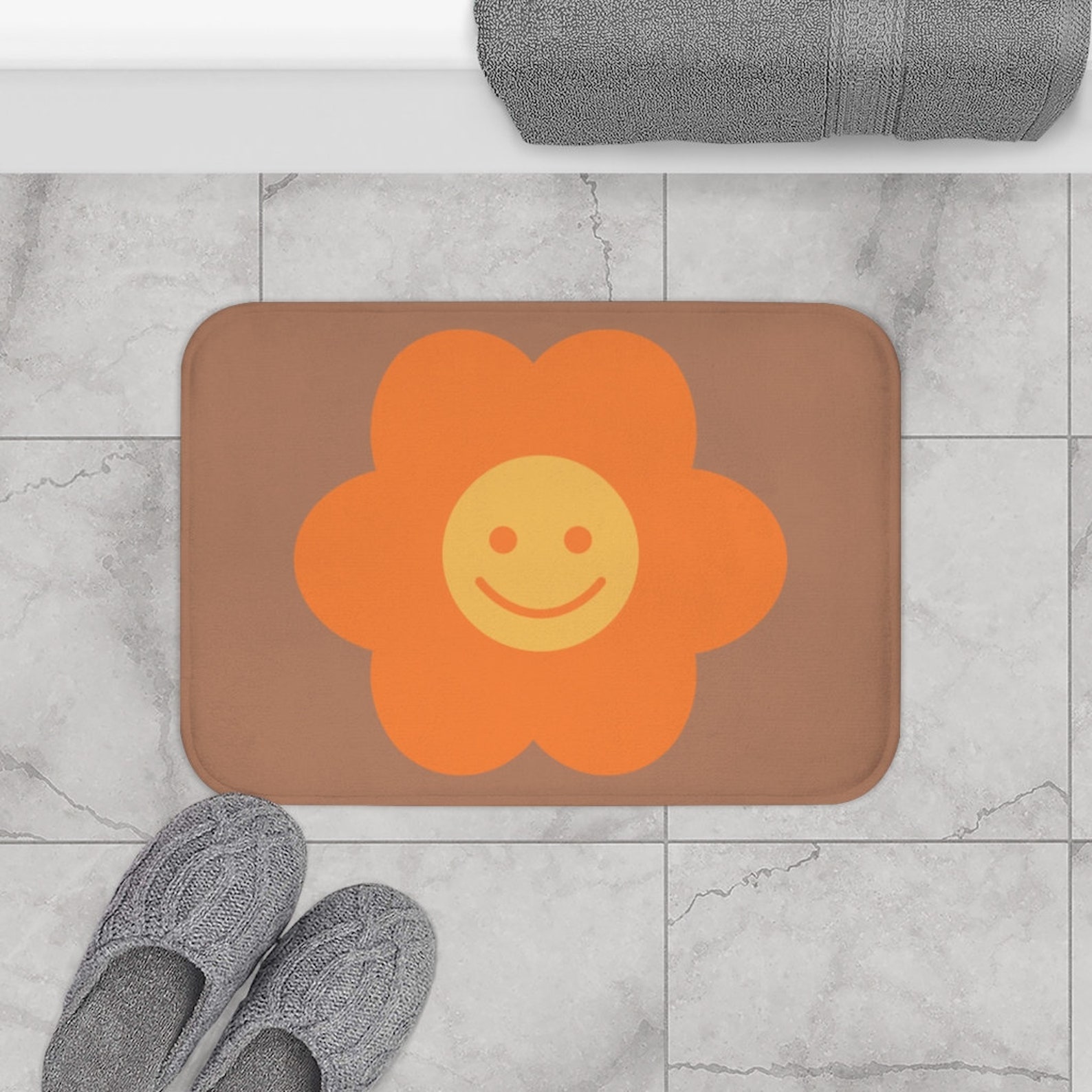 Smiley Face Beige Floor Mat Bathroom Decor Kitchen Mat - Etsy
