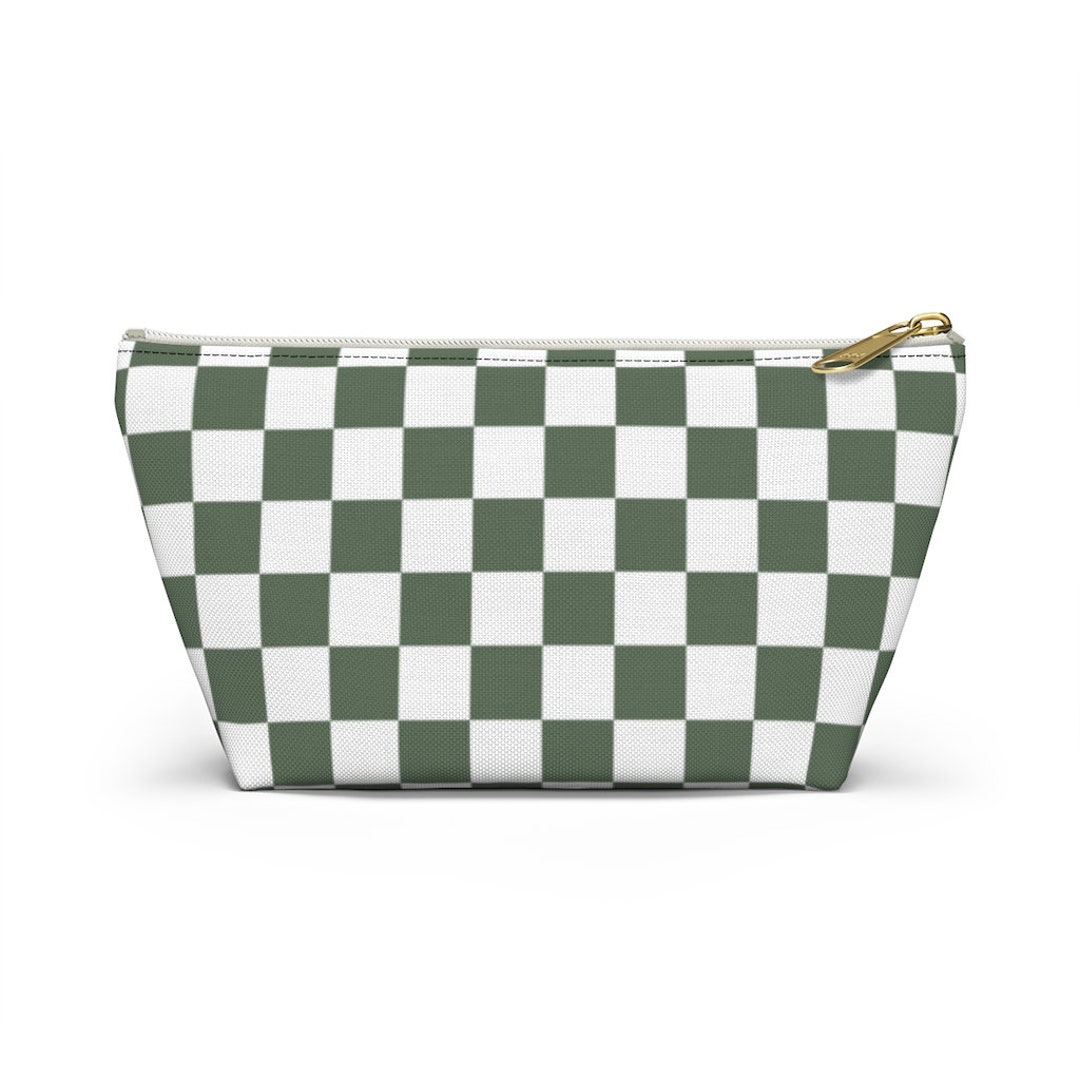 Sage Green and White Checker Bag | Cosmetic & Travel Bag | Checkered ...