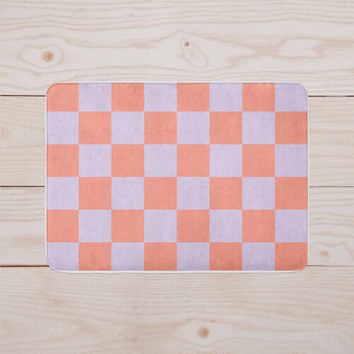 Lavender and White Checkered Floor Mat Bathroom Decor - Etsy