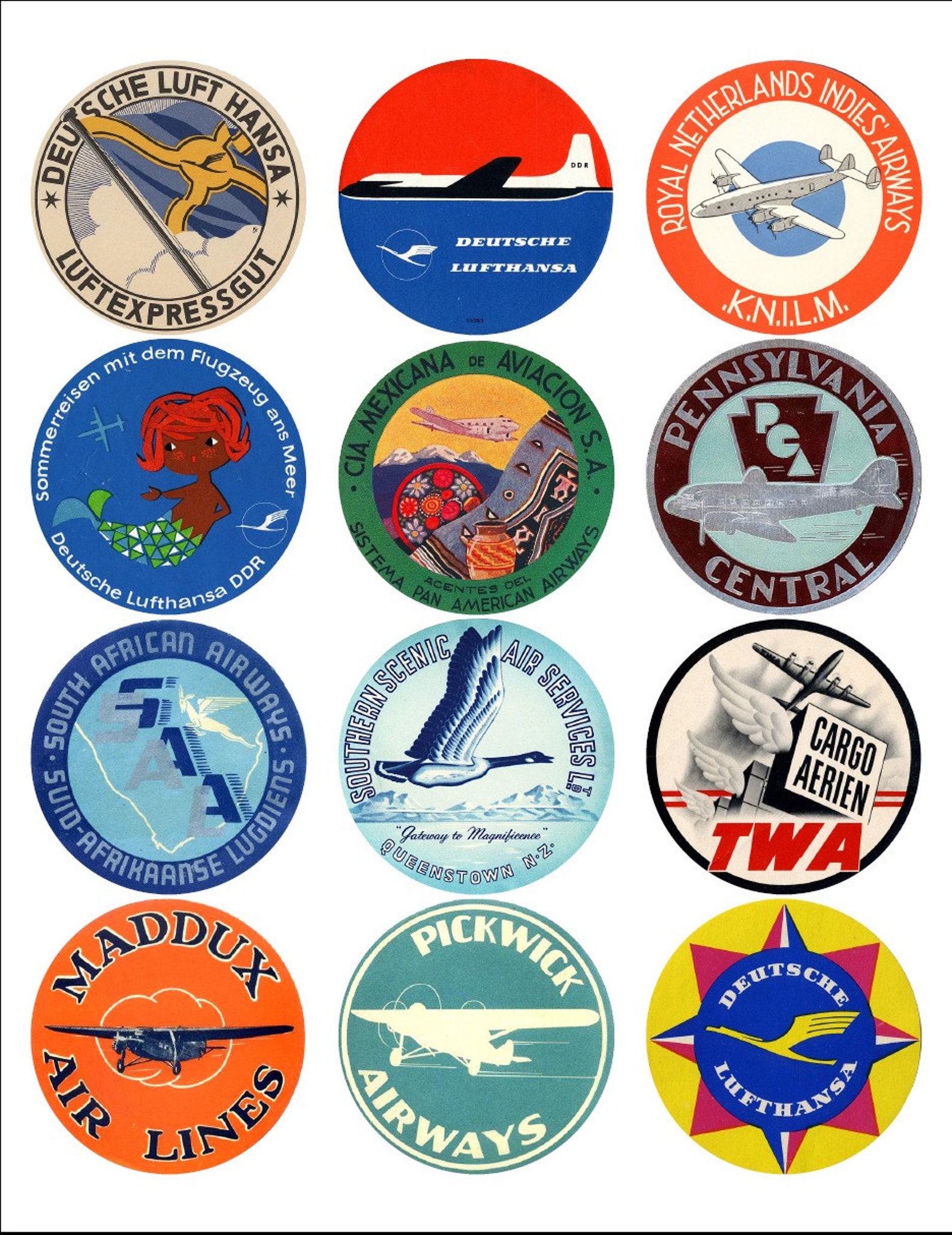 48 Printable Vintage Air Travel Stickers for Steamer Trunk Suitcase ...