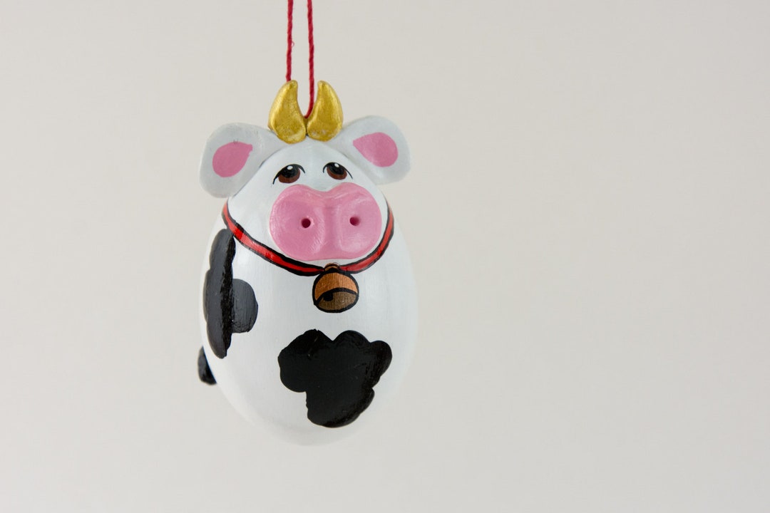 Cow Ornament Gourd Art With Cowbell Handmade - Etsy