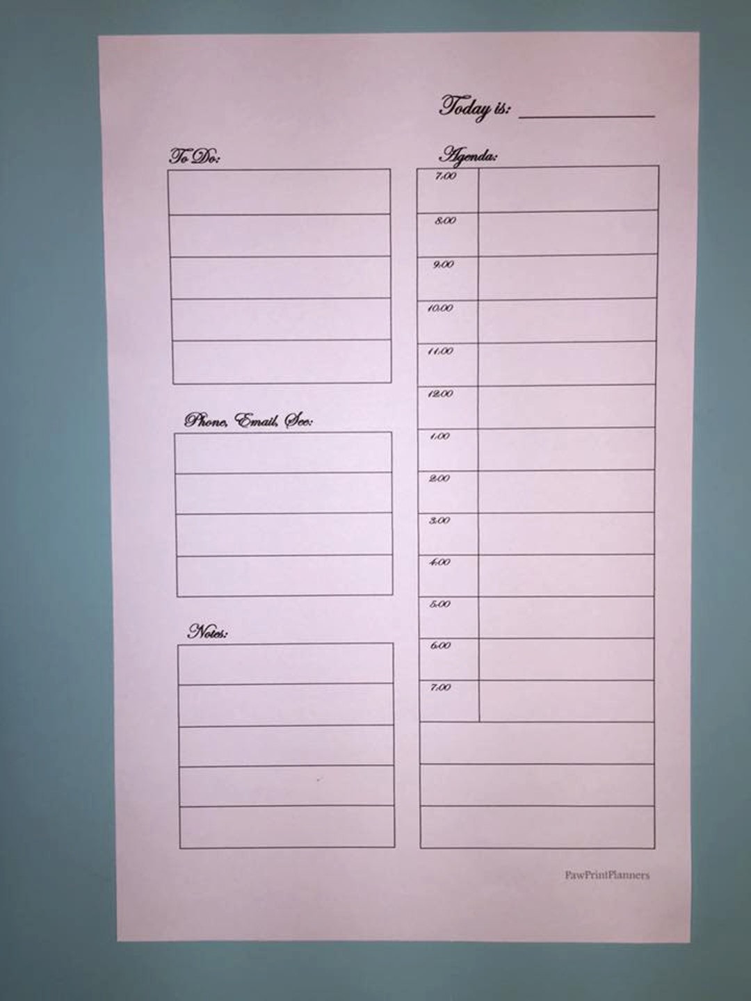 Undated Daily Planner Pages - Printed Undated Day on 1 Page Insert ...
