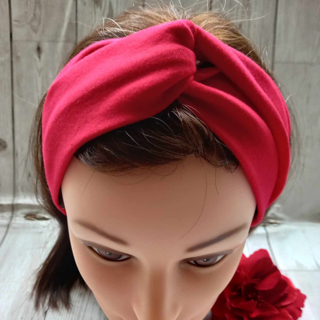 Red Cotton Twisty Turban 1940s Earwarmer, Stretchy Vintage Style ...