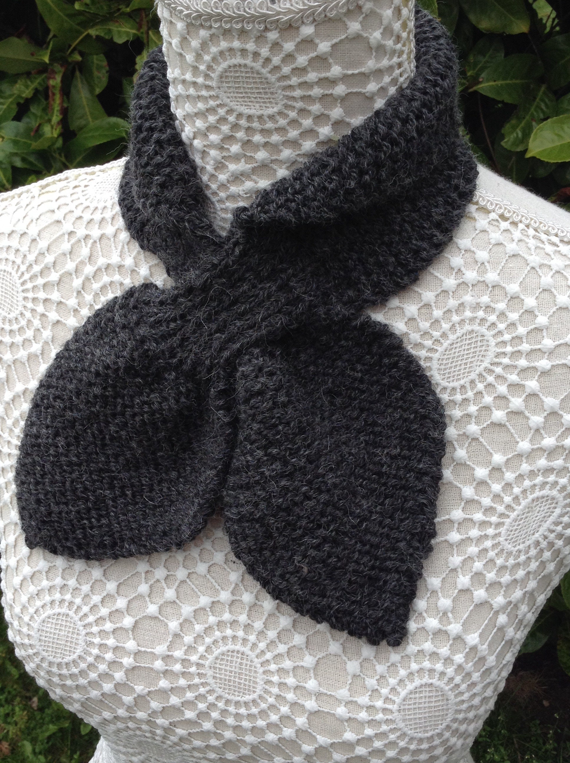 Miss Marple Hand Knitted 1940s Vintage Style Ascot Scarf Grey - Etsy