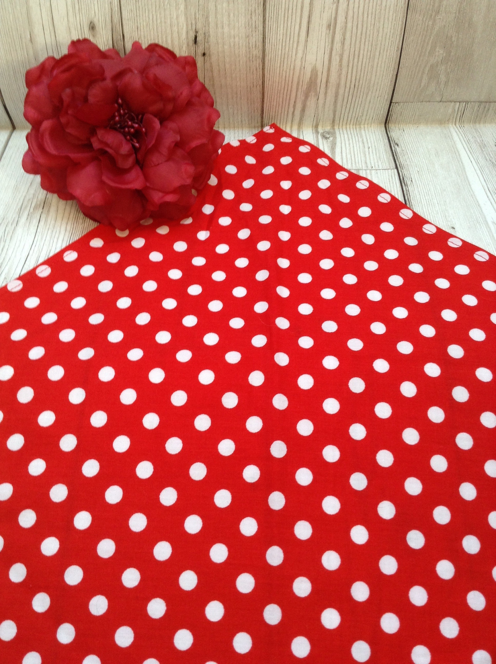 Vintage Style Retro Handmade Red Polka Dot Headscarf, Land Girl WW2 ...