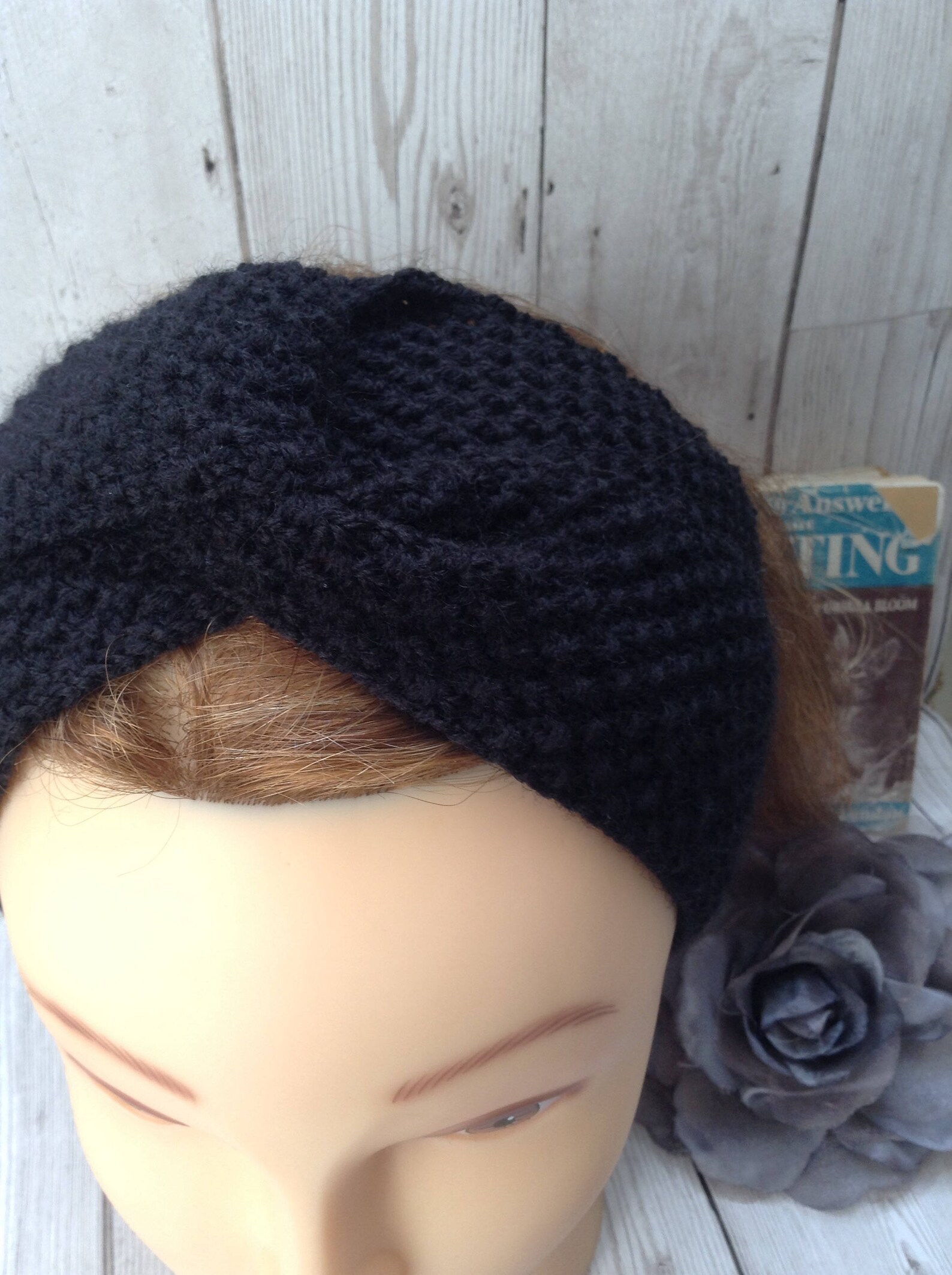 Twisty Turban Forties Style Knitted Headband Handmade Black - Etsy