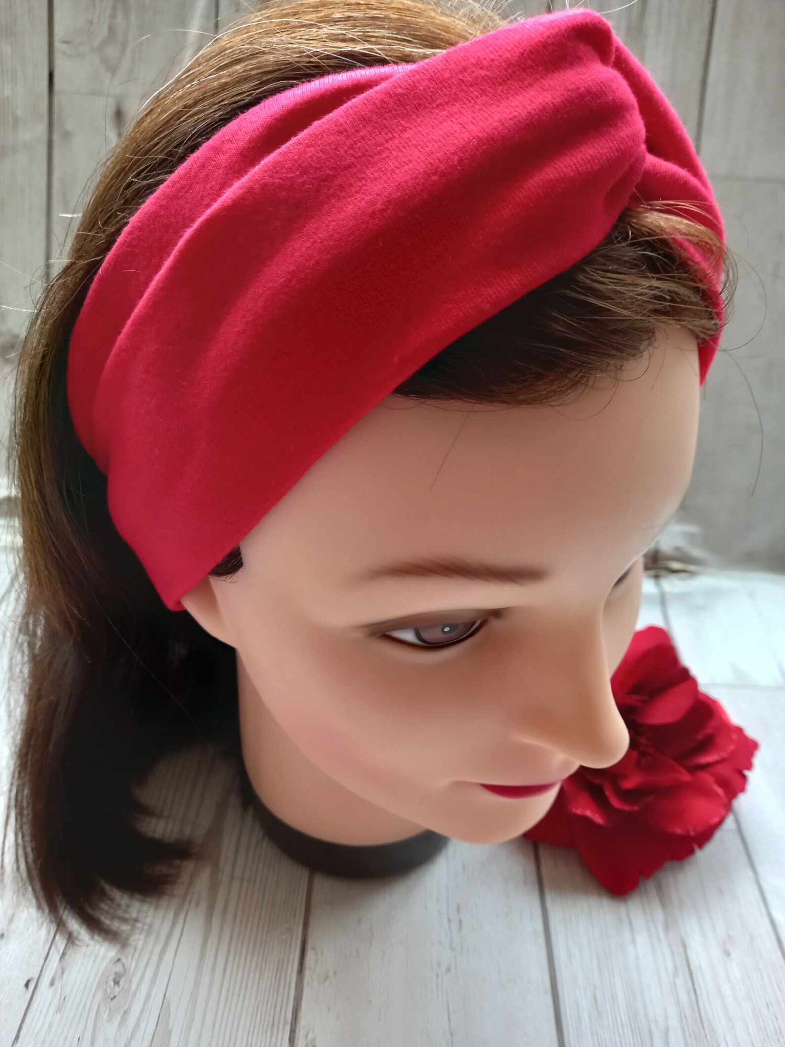 Red Cotton Twisty Turban 1940s Earwarmer, Stretchy Vintage Style ...