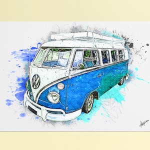 VW Camper Van Print - Etsy