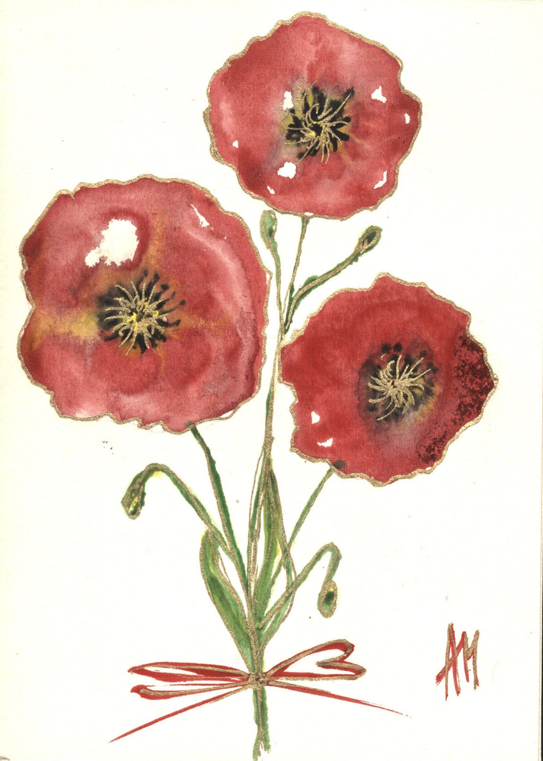 Hand Painted Red Poppies Animated Ecard (GIF) - Etsy