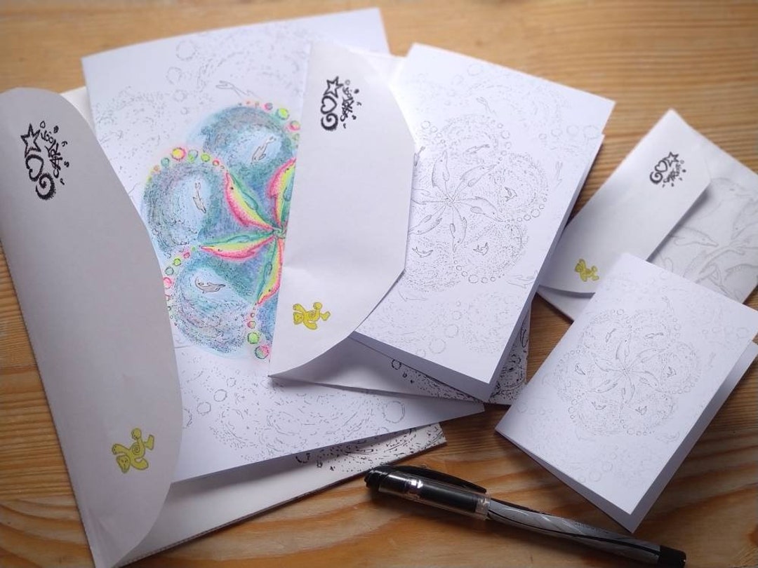 Printable Cards, Dolphin Mandala, DIY Card and Envelope Making, Spirit ...