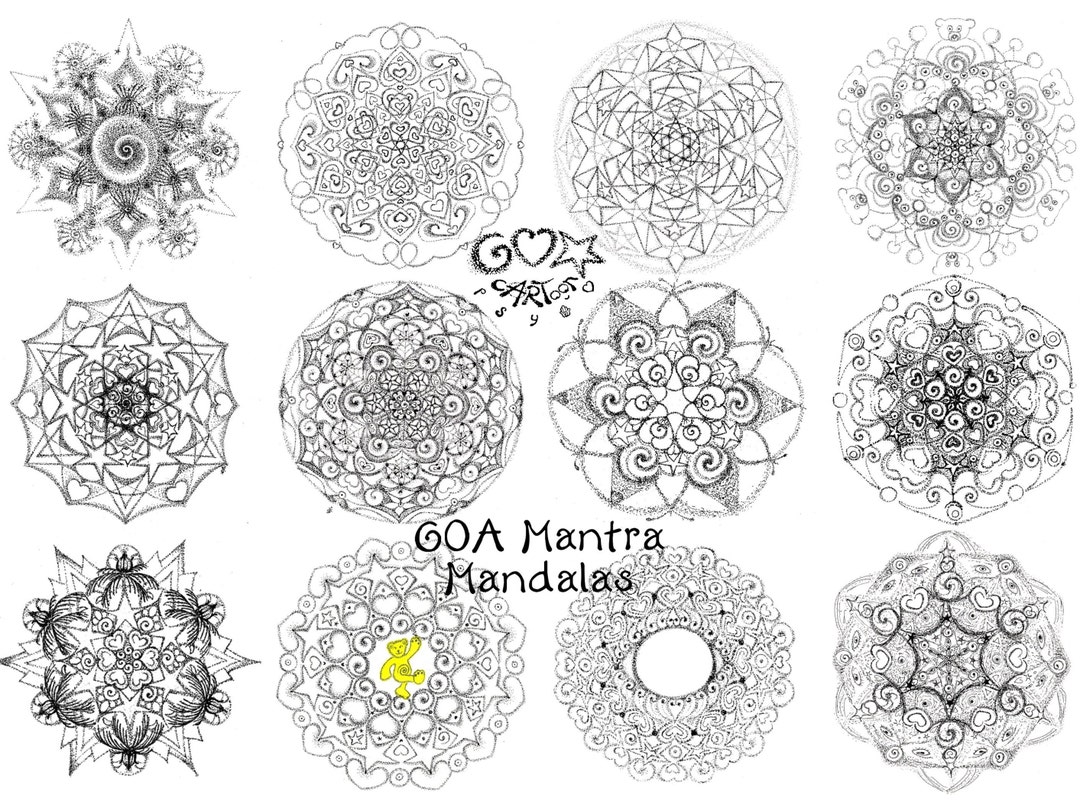 Buy GOA MANTRA Mandalas, 12 Printable Coloring Pages, Freehand Mandala ...
