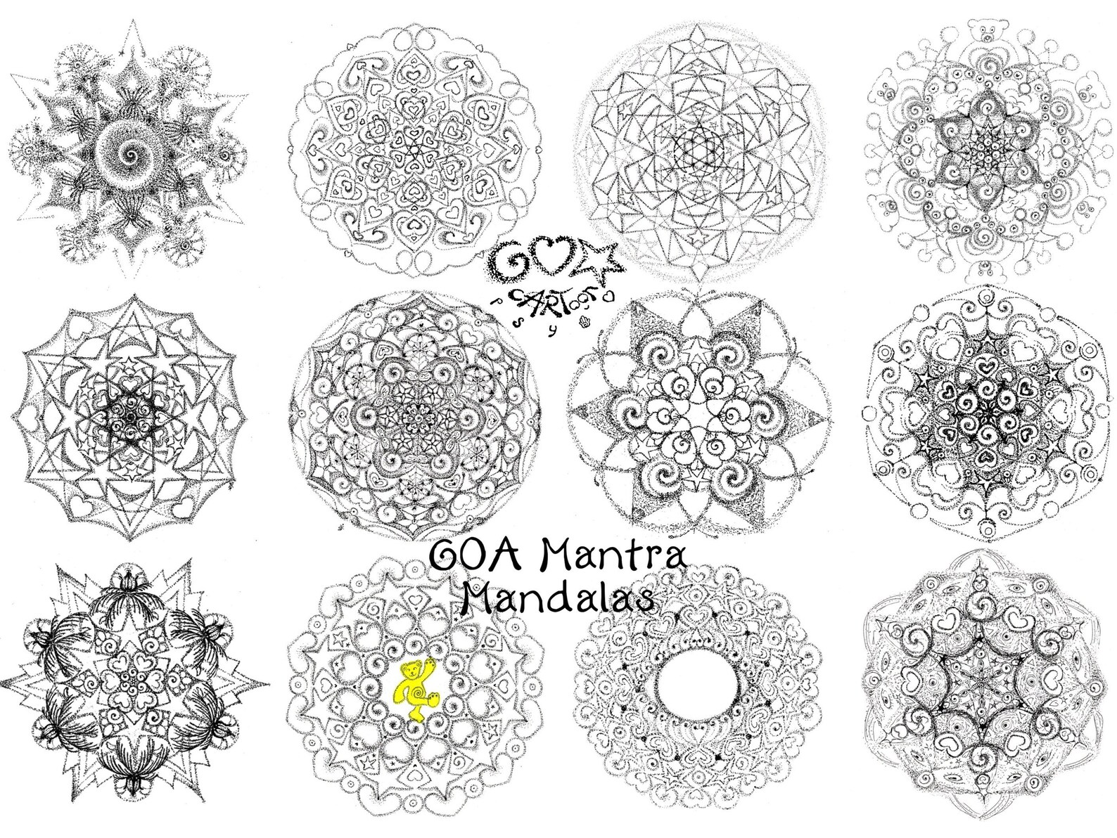 GOA MANTRA Mandalas, 12 Printable Coloring Pages, Freehand Mandala ...