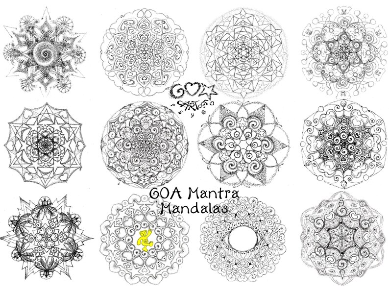 GOA MANTRA Mandalas, 12 Printable Coloring Pages, Freehand Mandala ...