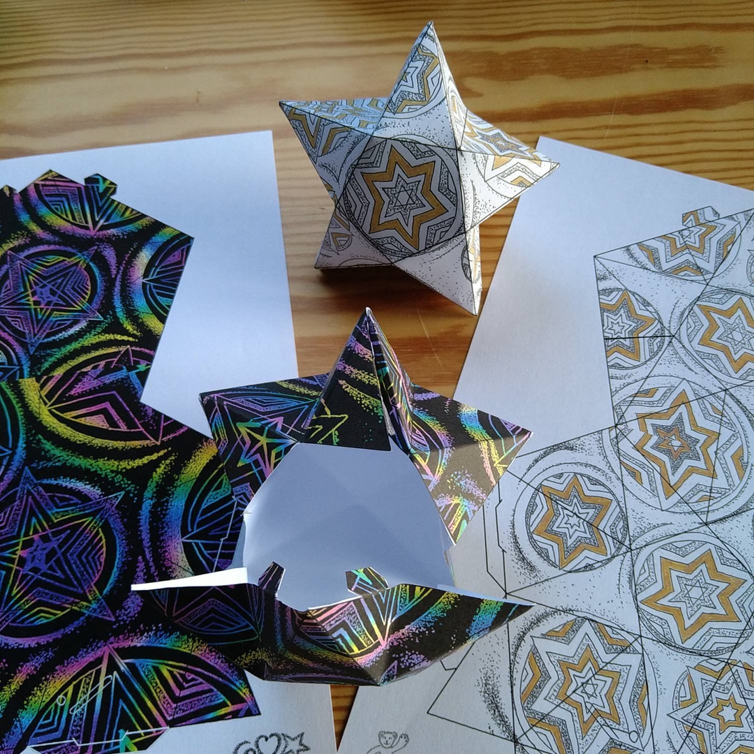 Star Boxes, 10 Printable Templates, Digital Download, Colorful Stars ...