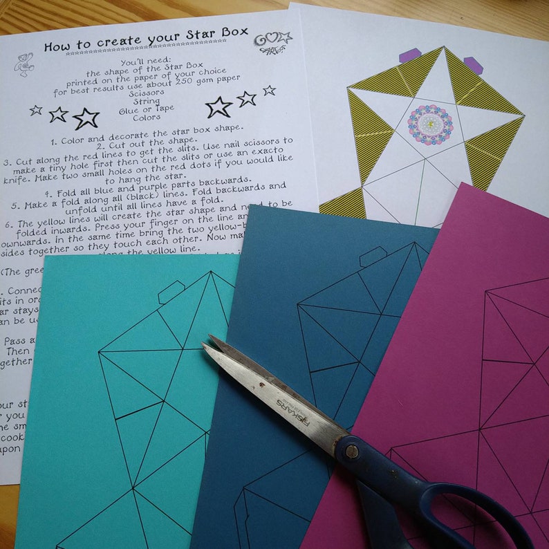 Paper Star Box, Template and Instructions, Digital Download, Small Gift ...