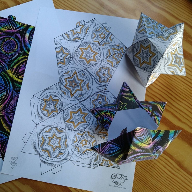 Star Boxes, 10 Printable Templates, Digital Download, Colorful Stars ...