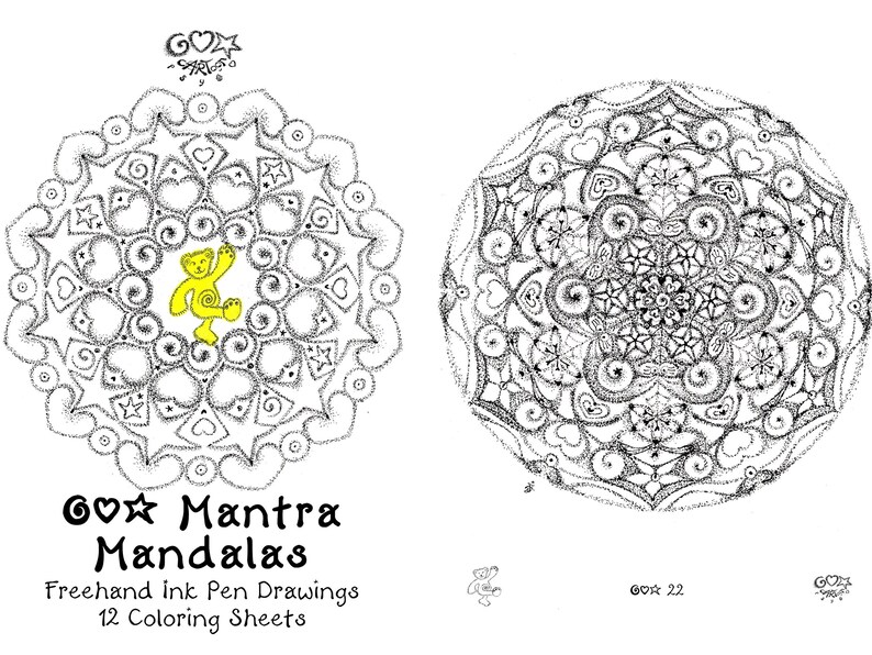 GOA MANTRA Mandalas, 12 Printable Coloring Pages, Freehand Mandala ...