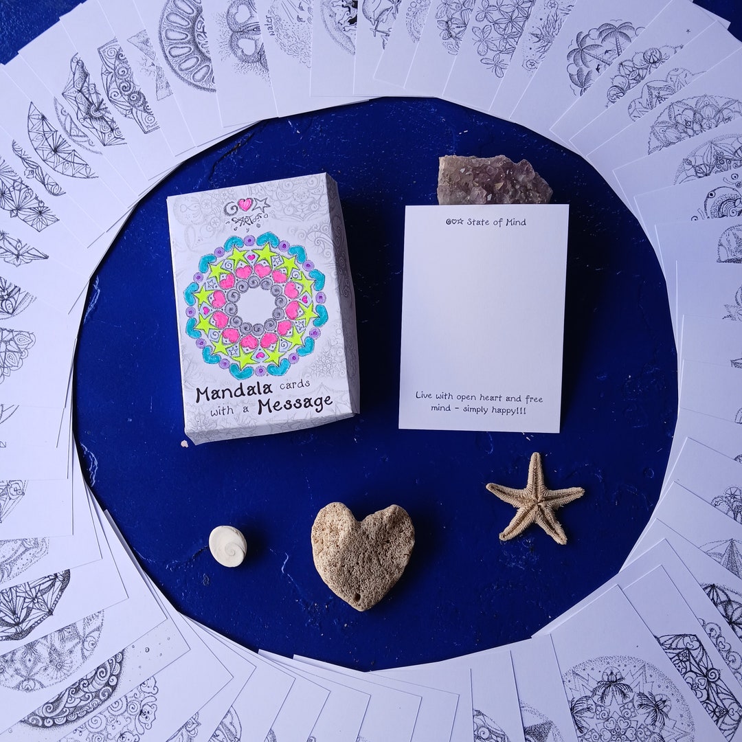 Hand Drawn Mandalas With Empowering Messages, Spiritual Art Card Deck ...