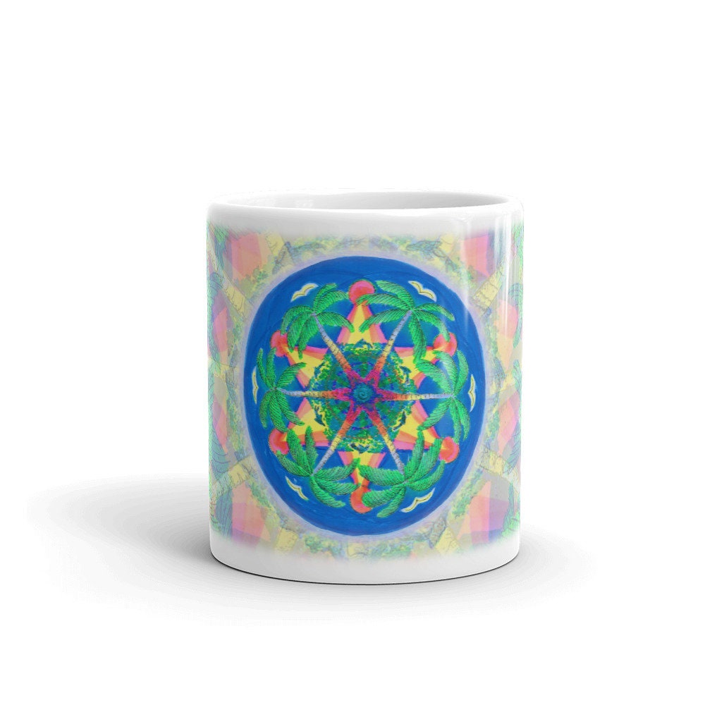 Paradise Beach Mug, Colourful Mandala Art, Goa Inspired Printed Teacup ...