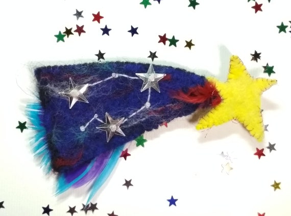 OOAK felt brooch 'Comet' unique space jewelry pin | Etsy