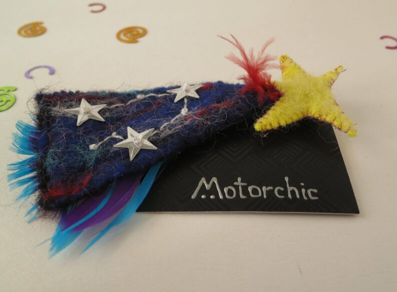 OOAK felt brooch 'Comet' unique space jewelry pin | Etsy