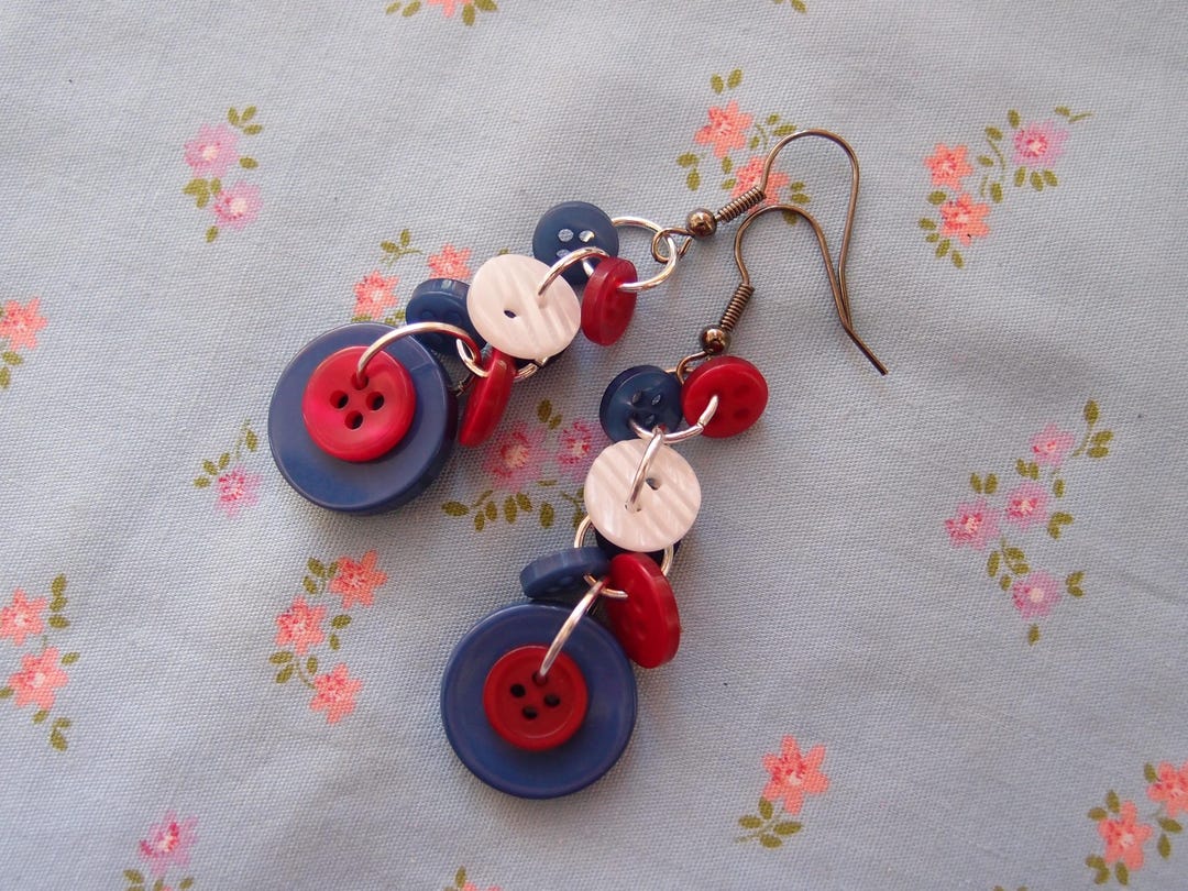 Button Dangle Earrings - Etsy
