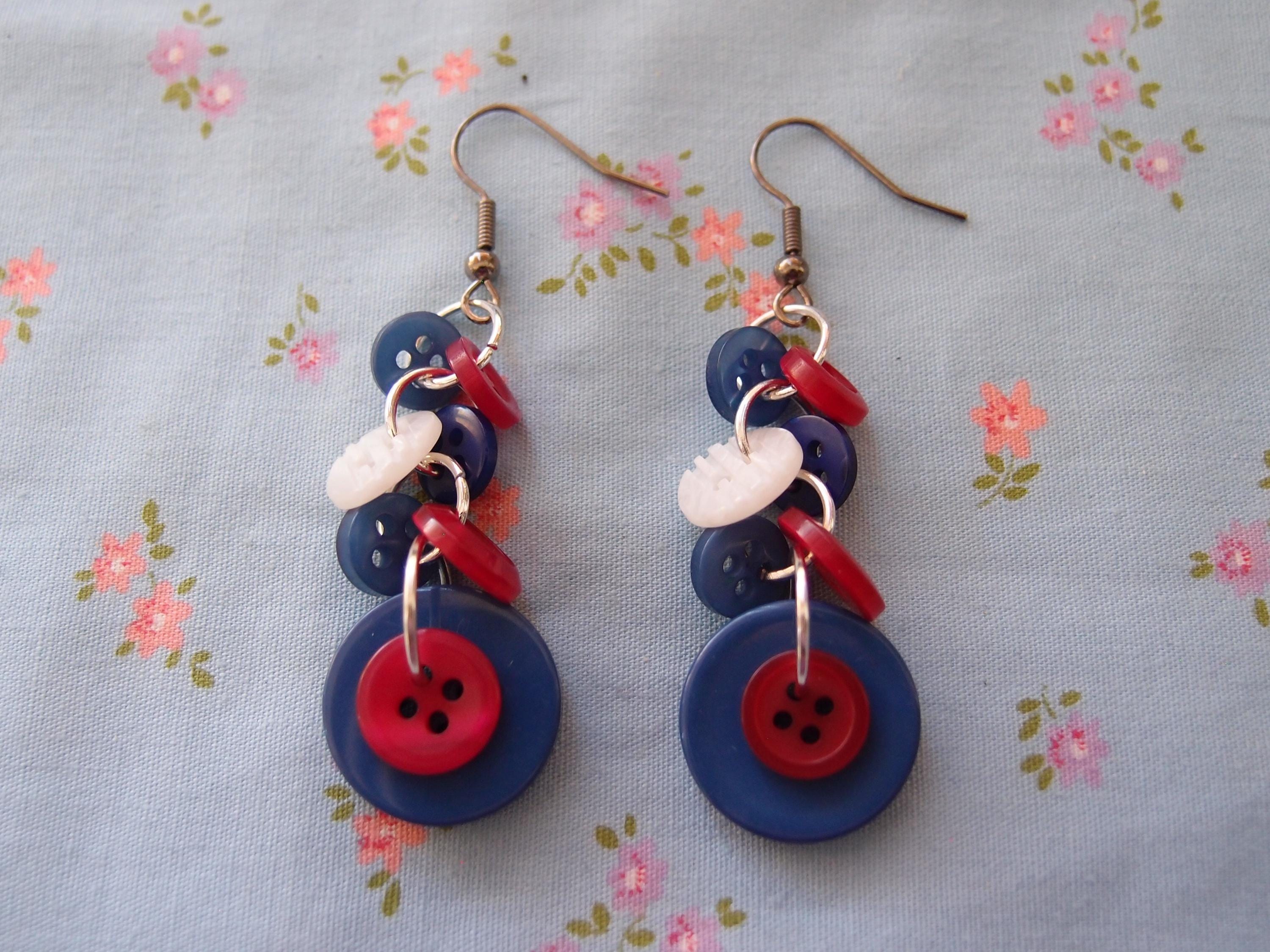 Button Dangle Earrings - Etsy