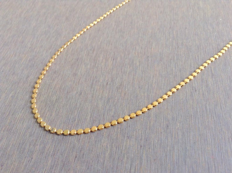 Disc Chain Necklace, Dainty Gold Disk Necklace, Simple Necklace, Silver ...
