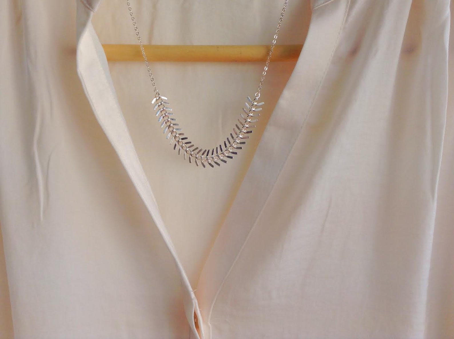 Silver Fishbone Necklace, Simple Necklace, Statement Necklace, Small ...