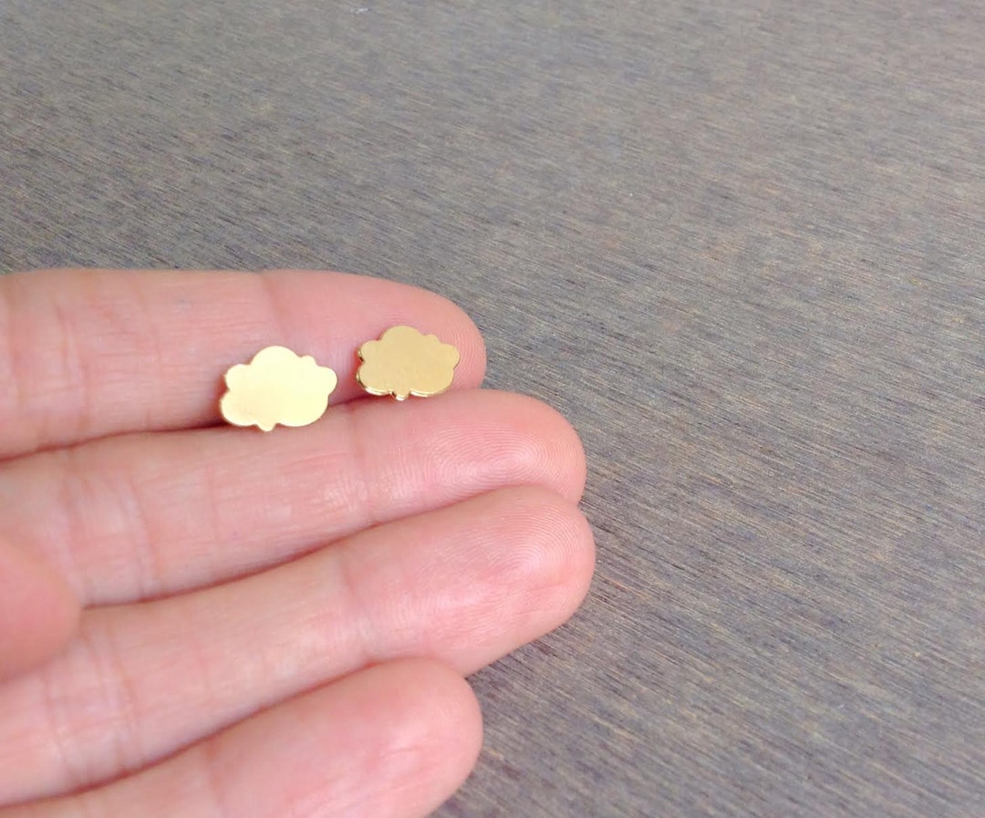 Cloud Stud Earrings, Dainty Cloud Jewelry, Minimalist Stud Earrings, Cloud Post Earrings, Simple ...