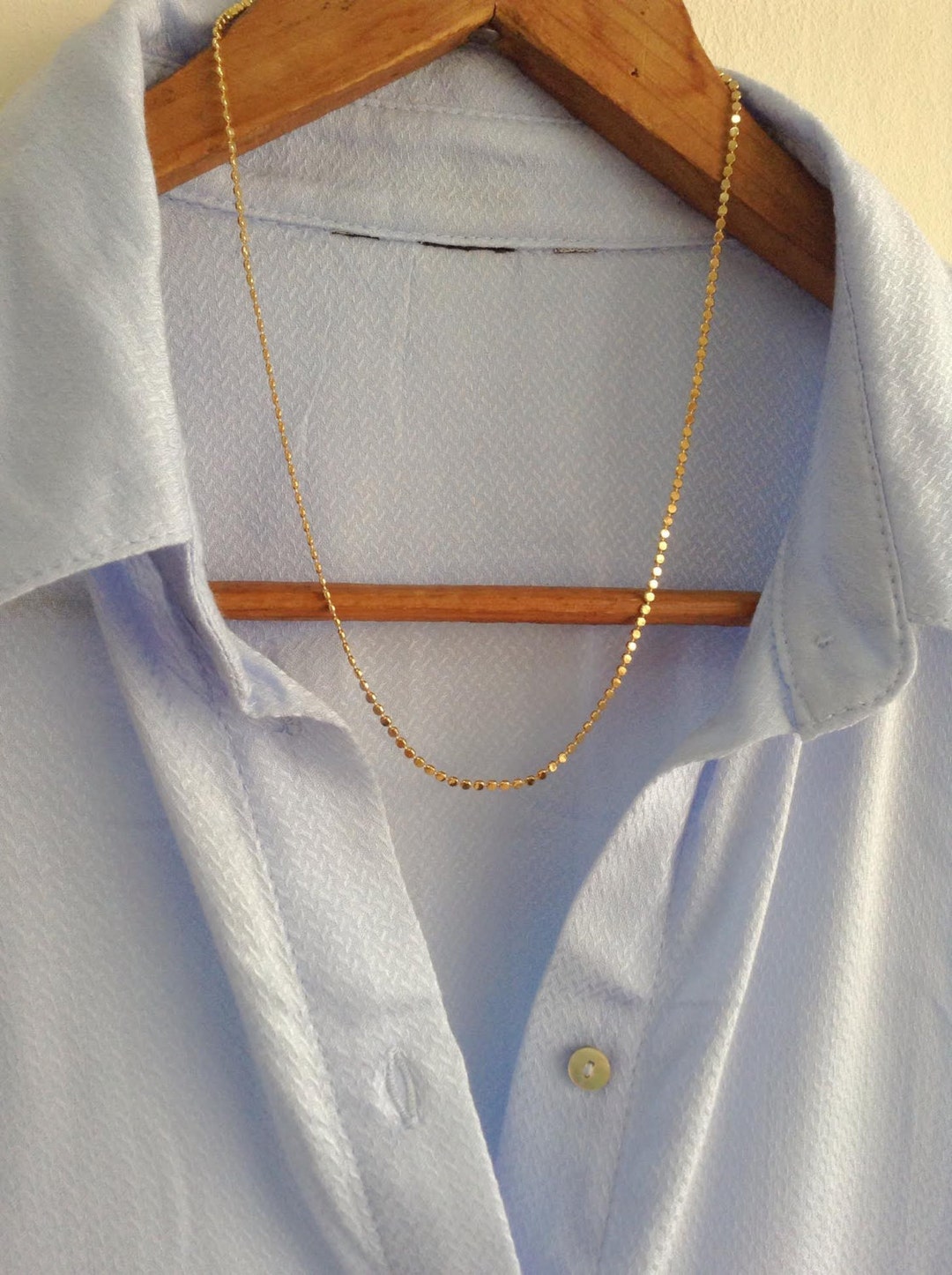 Disc Chain Necklace, Dainty Gold Disk Necklace, Simple Necklace, Silver ...