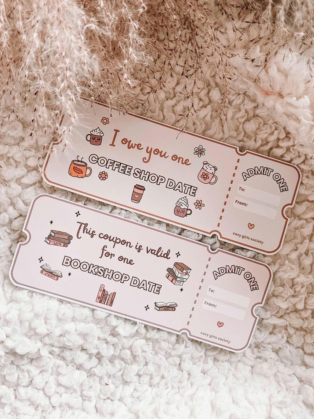 Bookshop and Coffee Shop Date Ticket | Gift Ticket | Bookish Gift | I ...