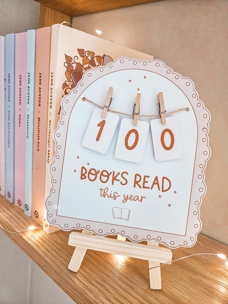 Cosy Book Counter - Bookshelf Reading Tracker | 100 Books Read Counter ...