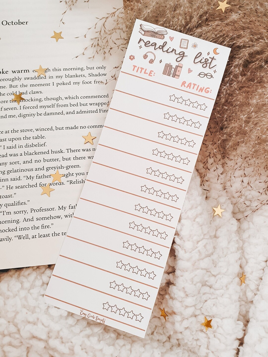 Reading List Book Rating Bookmark | Bookshelf Bookmark | 12 Books ...
