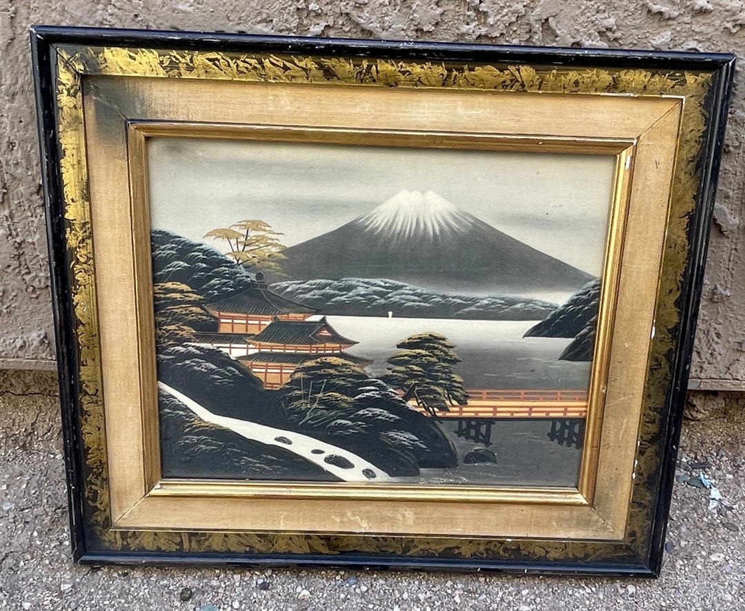 Framed Japanese Mt. Fuji Painting - Etsy