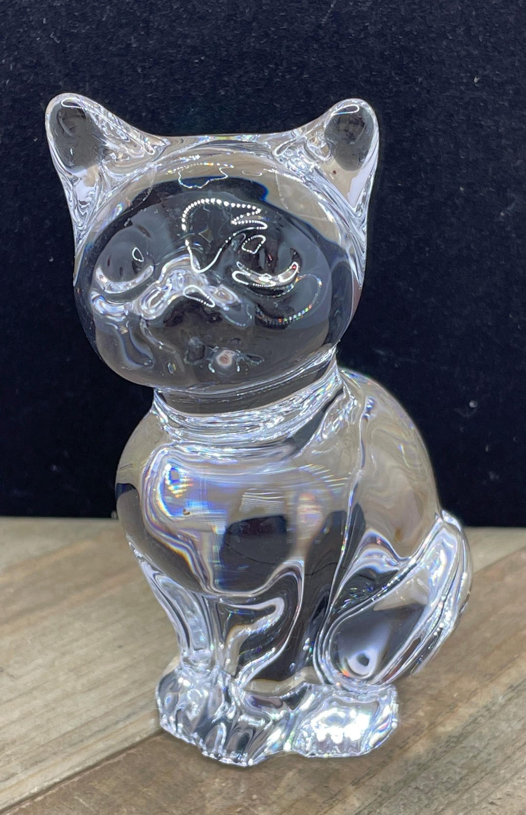 Daum-france Cat Clear Crystal Paperweight - Etsy