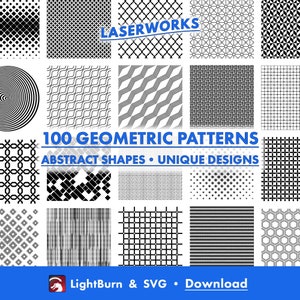 100 Geometric Pattern Designs, Lightburn Art Library Digital File ...