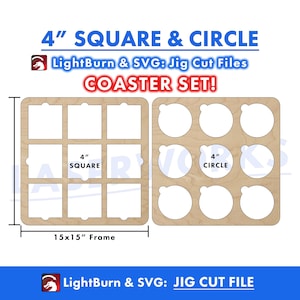 Square & Circle Coaster Engraving Jig: 9 Grid Template (SVG and ...