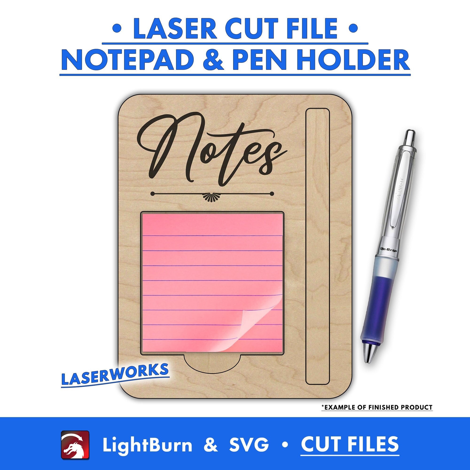 Sticky Note Pad Holder Laser Cut | Lightburn & SVG Files (digital ...