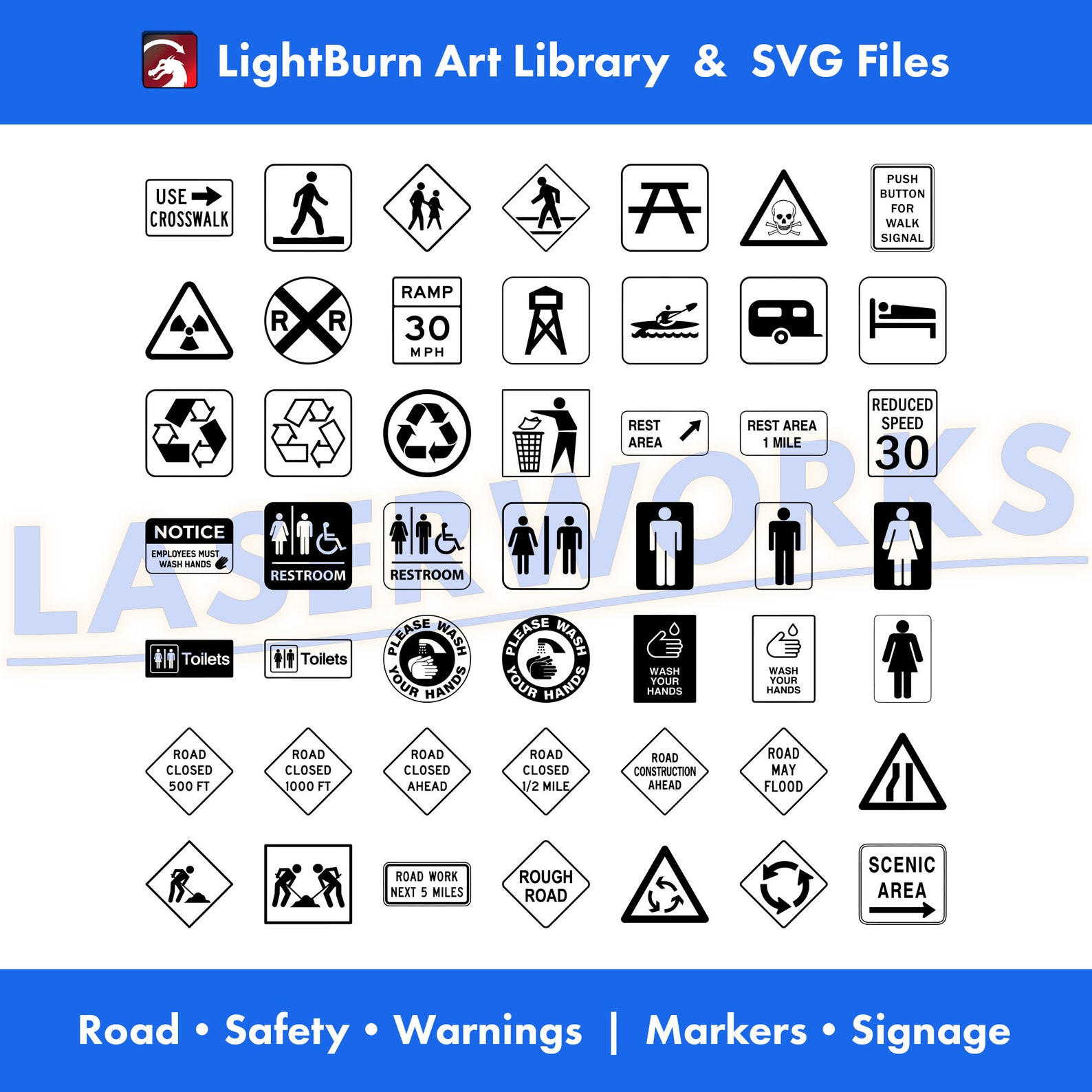 Marker Signs Lightburn Art Library & SVG Files Hazard - Etsy Australia