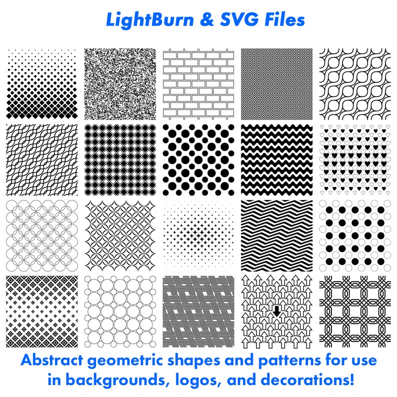 100 Geometric Pattern Designs, Lightburn Art Library Digital File ...