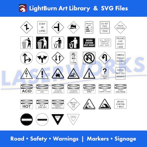 Marker Signs, Lightburn Art Library & SVG Files, Hazard, Caution, Exit ...