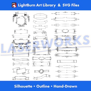 600+ Ornamental Design Elements: Line Art, Borders, Corners (lightburn ...
