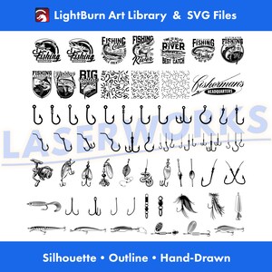 230 Fishing Graphics | Lightburn Art Library & SVG Files (digital ...
